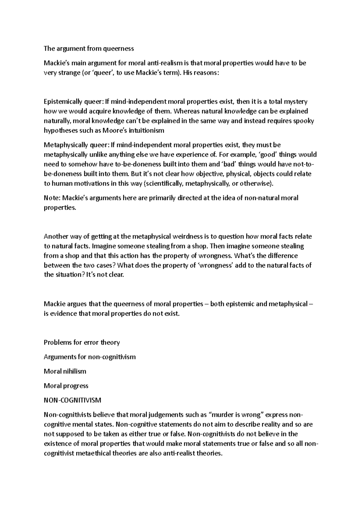 Metaethics part 3 - in depth notes covering the module contents - A222 ...