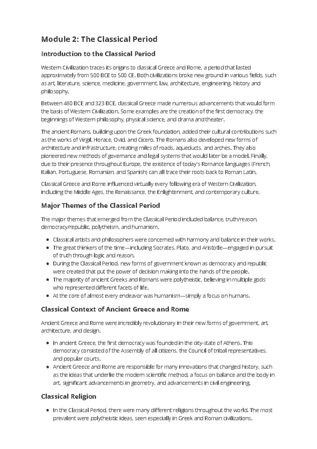 Module 2 - Module 2: The Classical Period Introduction to the Classical ...