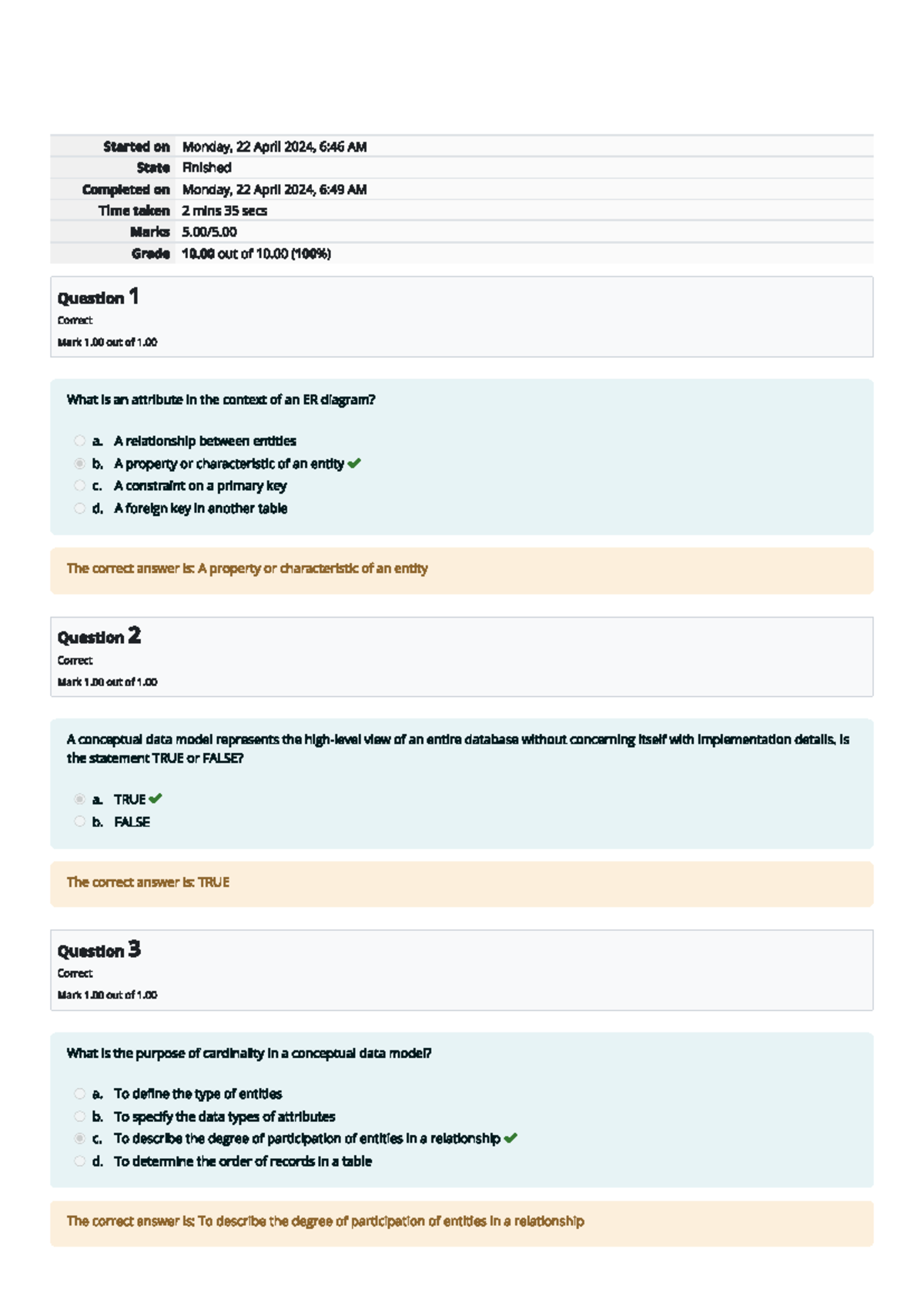 Self-Quiz Unit 2 Attempt review - CS 2203 - Studocu