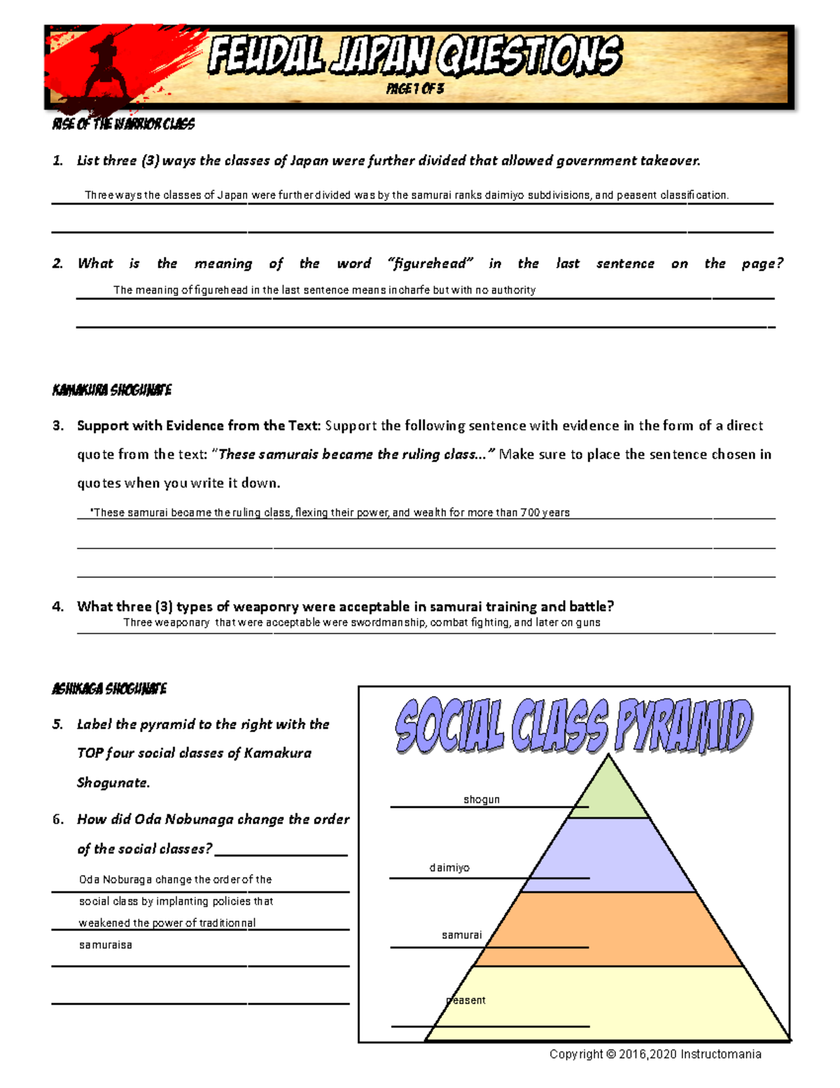 Japan Stations packets - Rise of the Warrior Class 1. List three (3 ...