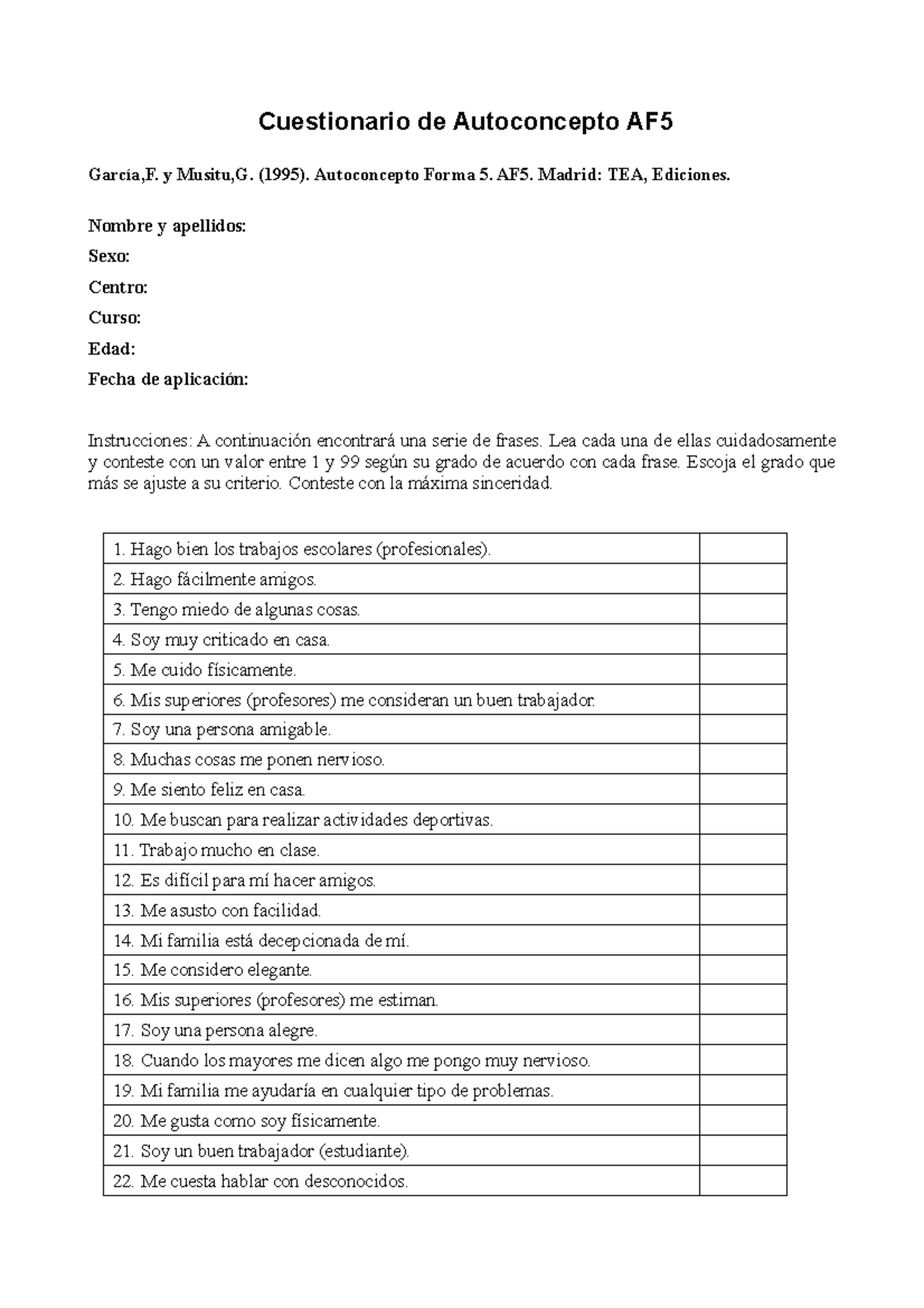 136325416 Cuestionario AF5 Ficha - Cuestionario de Autoconcepto AF ...