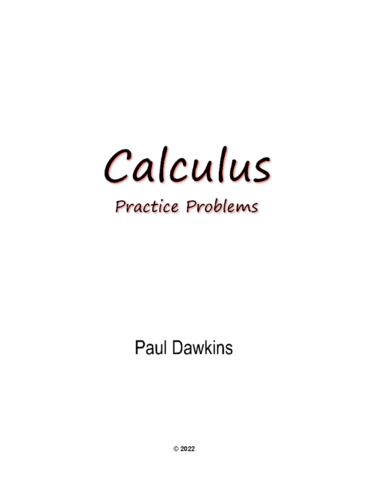 Calculus Problems - maths notes - Table of Contents Preface vi © 1 ...