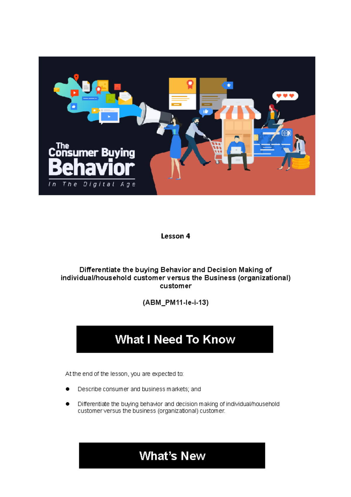 Module- Principles OF Marketing Module 5 - Lesson 4 Differentiate the ...