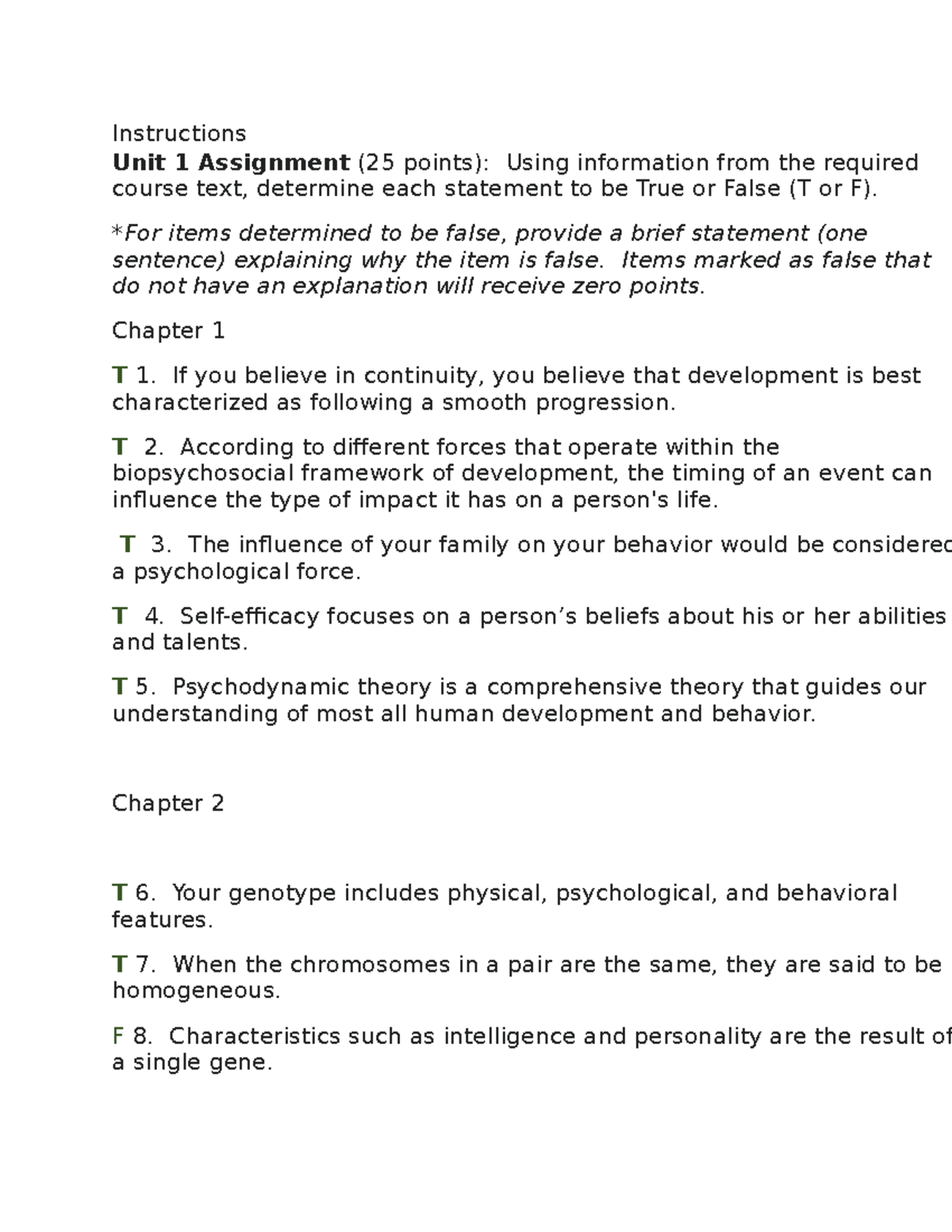 Unit 1 Assignment - practicum 2 - Instructions Unit 1 Assignment (25 points): Using information ...