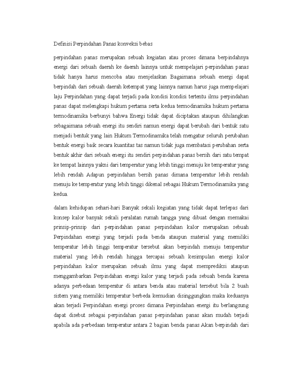 Aliran dan erpindahan panas - Definisi Perpindahan Panas konveksi bebas ...