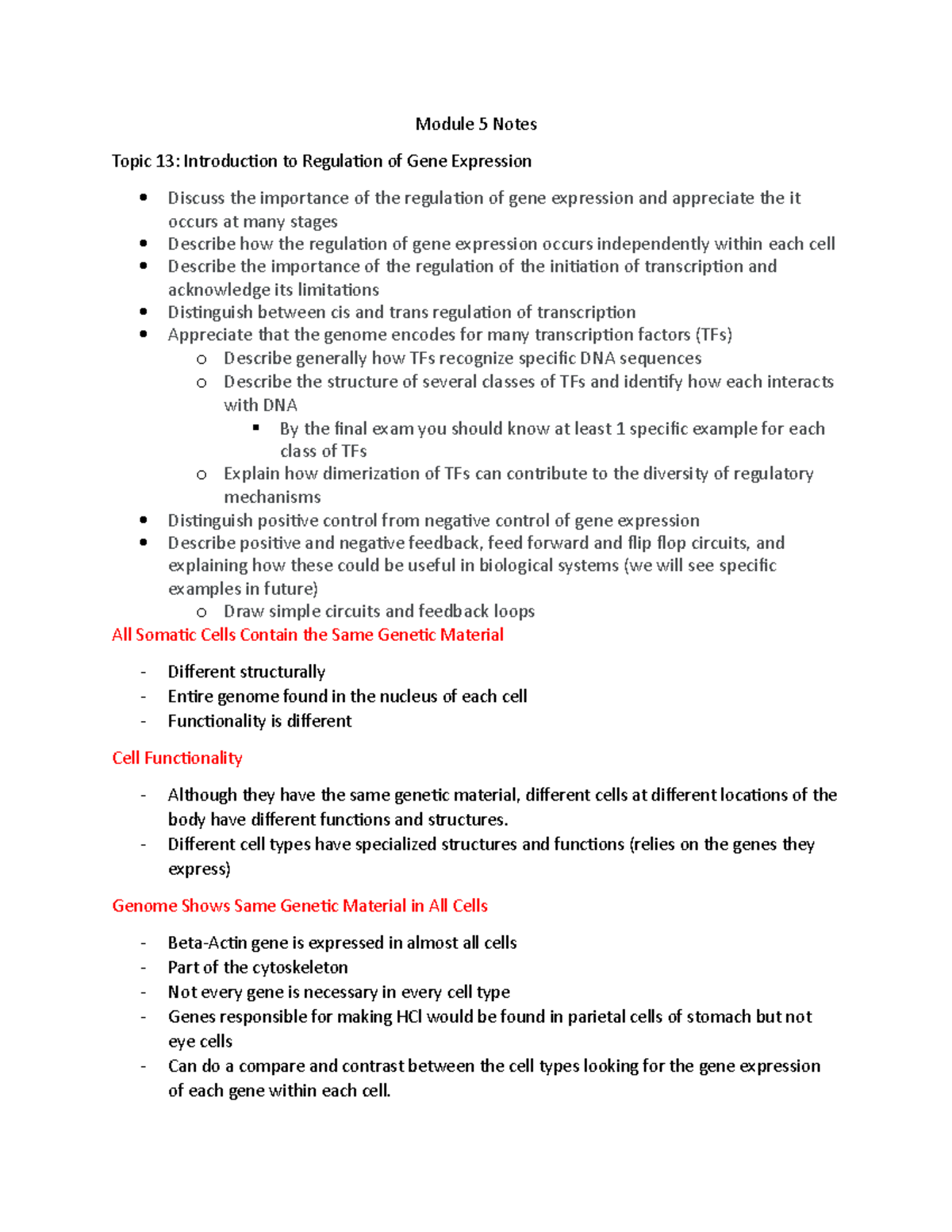 Module 5 Notes for mol bio - Module 5 Notes Topic 13: Introduction to ...