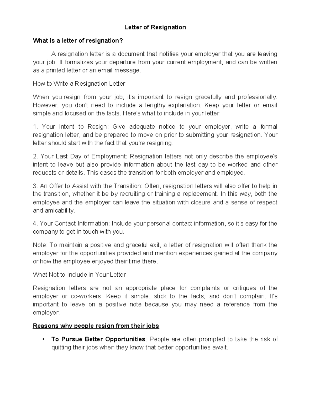 Letter of Resignation - Letter of Resignation What is a letter of resignation? A resignation ...