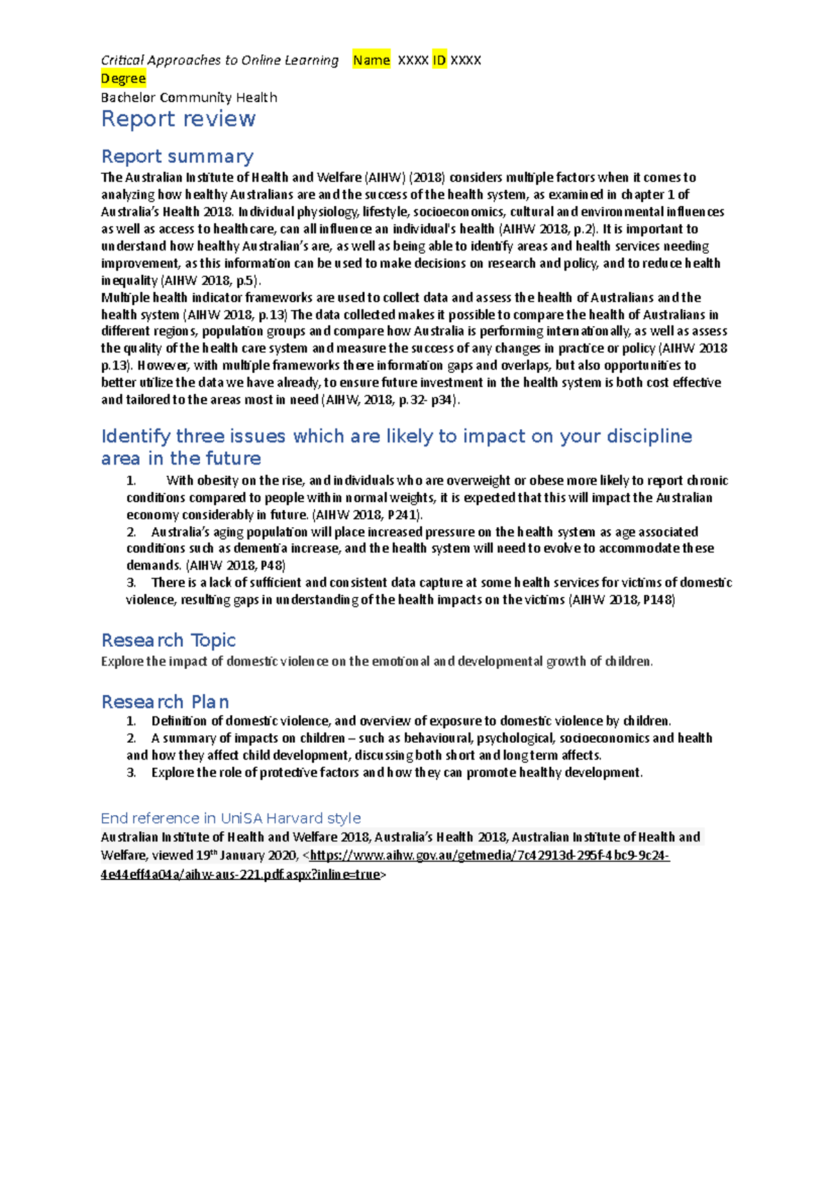W2 Report Review - First assignment - Critical Approaches to Online ...