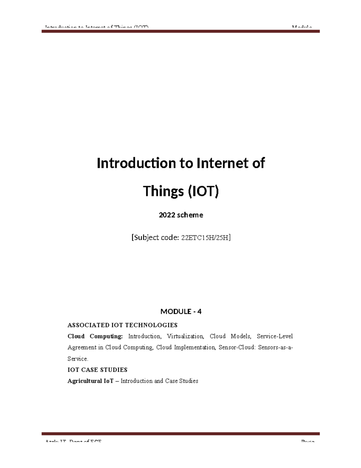 M-4 (Io T) 1st sem - Study Material - Introduction to Internet of Things (IOT) 2022 scheme ...
