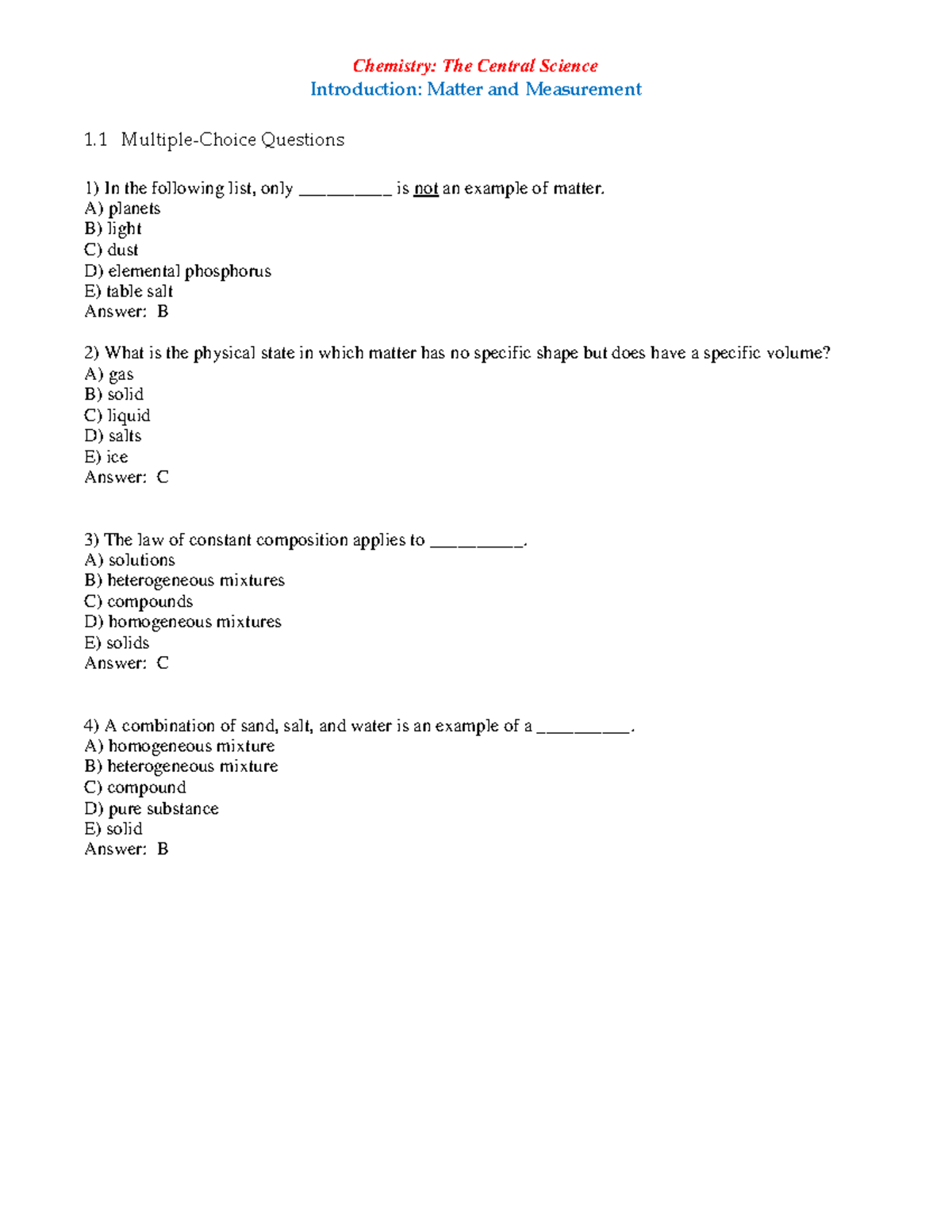 Chemistry The Central Science Matter and Measurement-2 - Chemistry: The ...