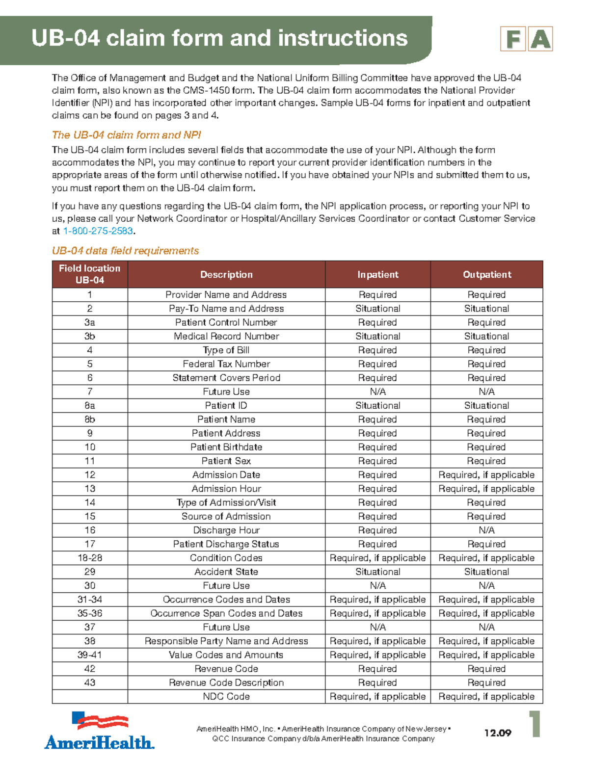 Ub04 form - UB04 - 12 1 The Of ce of Management and Budget and the ...