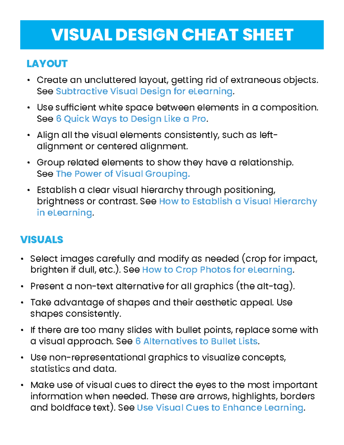 Visual Design Cheat Sheet - VISUAL DESIGN CHEAT SHEET Create an ...