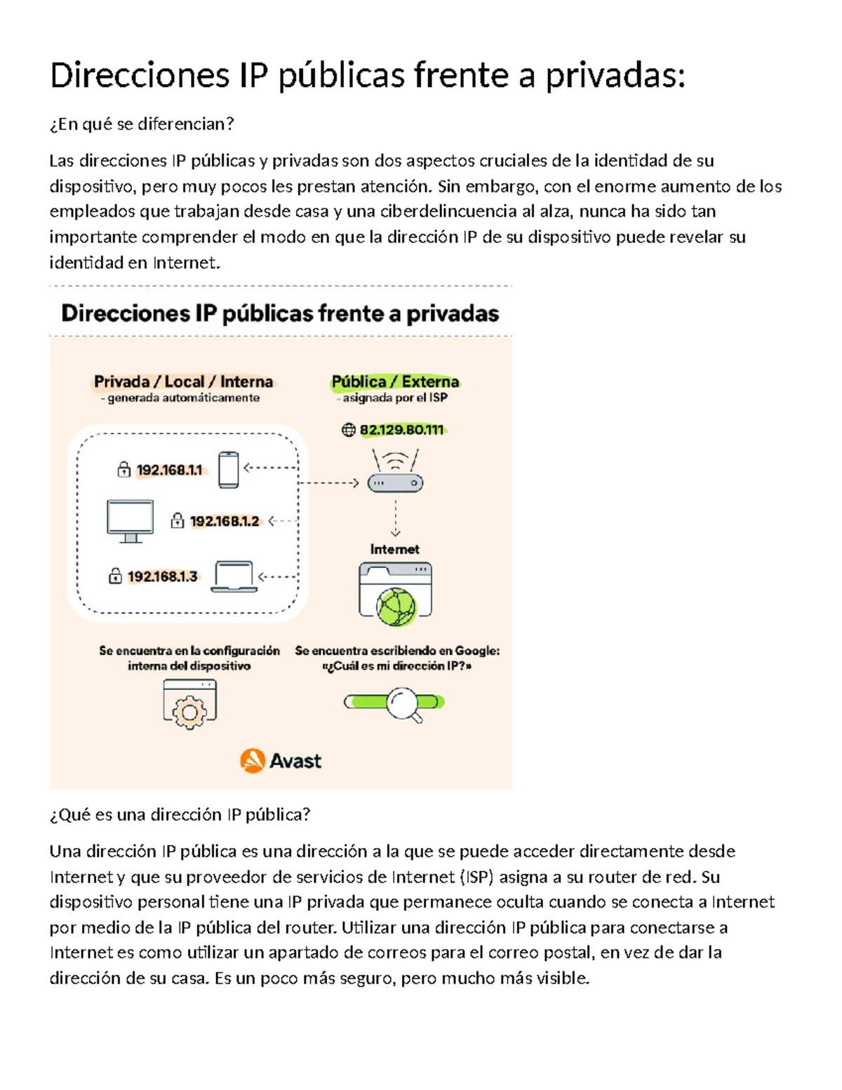 Direcciones IP públicas frente a privadas - Direcciones IP públicas ...
