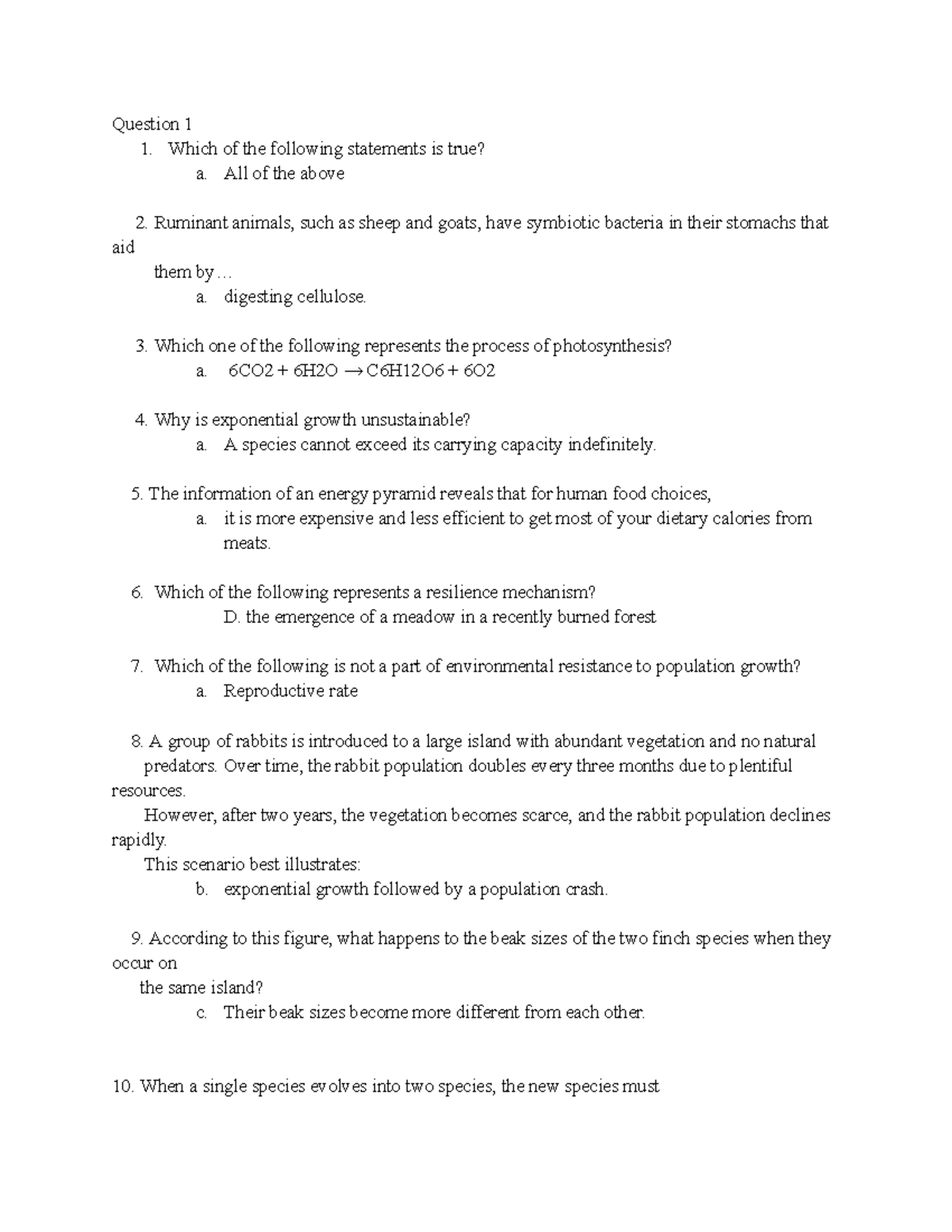 Homework 2 For Envir Sci - Question 1 1. Which of the following ...