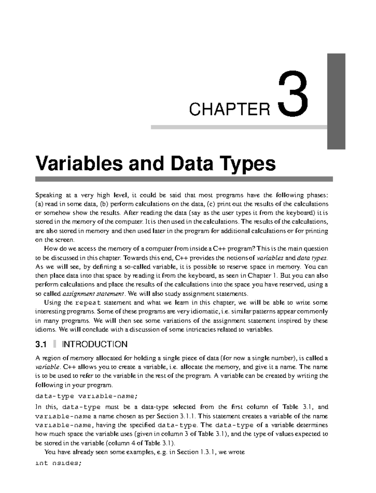 Sample Chapter Variables CHAPTER 3 Variables And Data Types sample-chapter-variables-chapter-3-variables-and-data-types