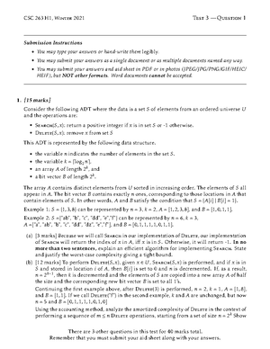 CSC384 F2022 Test 5 - term test - CSC 384 Test 5 on KR Wednesday ...