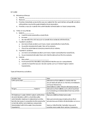 Fluid Volume Imbalances Handouts - Fluid Volume Deficit A. Description ...