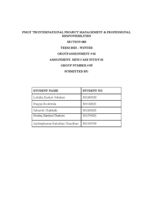 PMGT 728 International Project Management MINI CASE Study 3 - Third ...