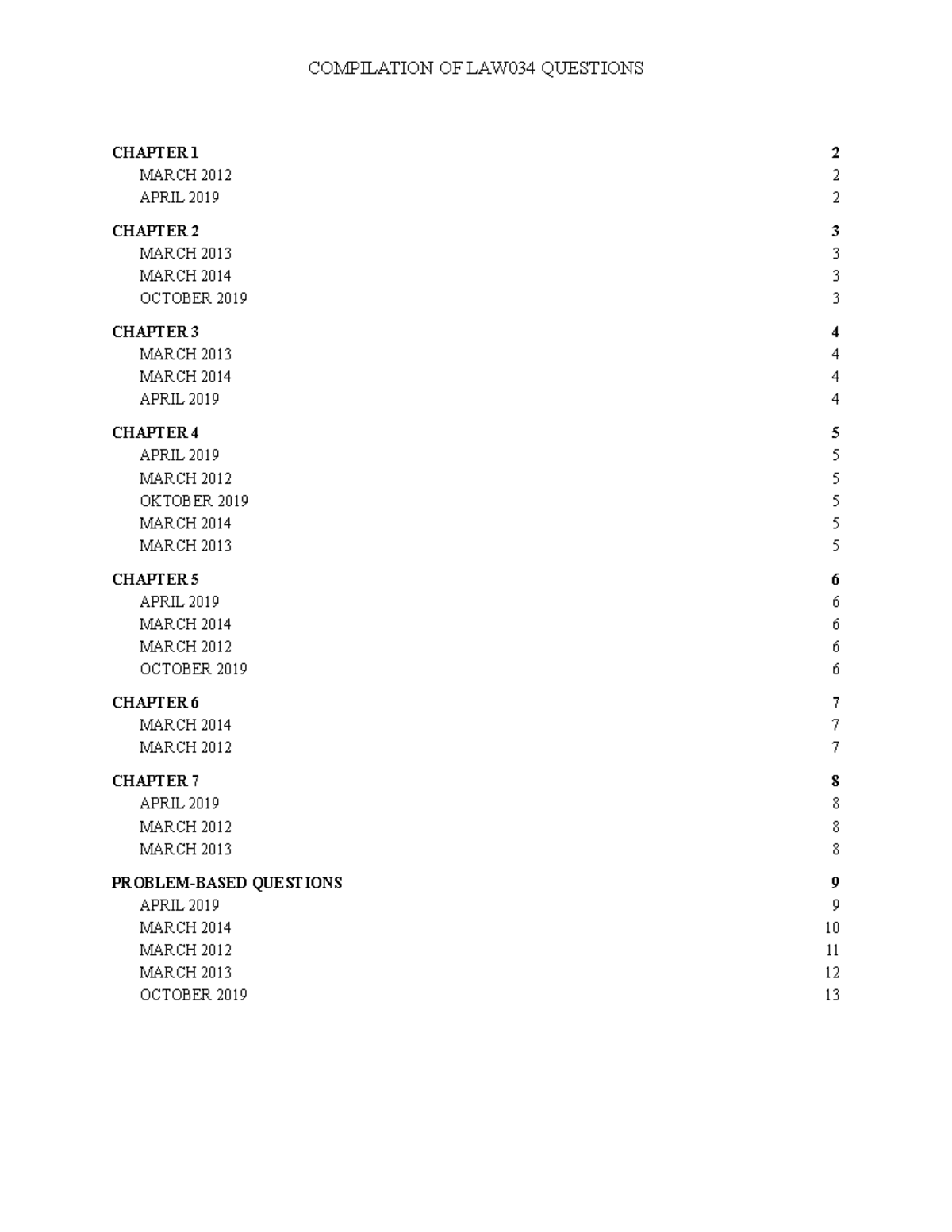 Compilation OF LAW034 Questions - COMPILATION OF LAW034 QUESTIONS ...