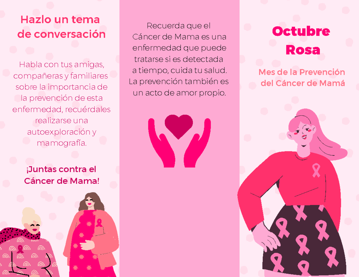 Folleto sobre la prevención del cáncer de mama ilustrado moderno rosa ...