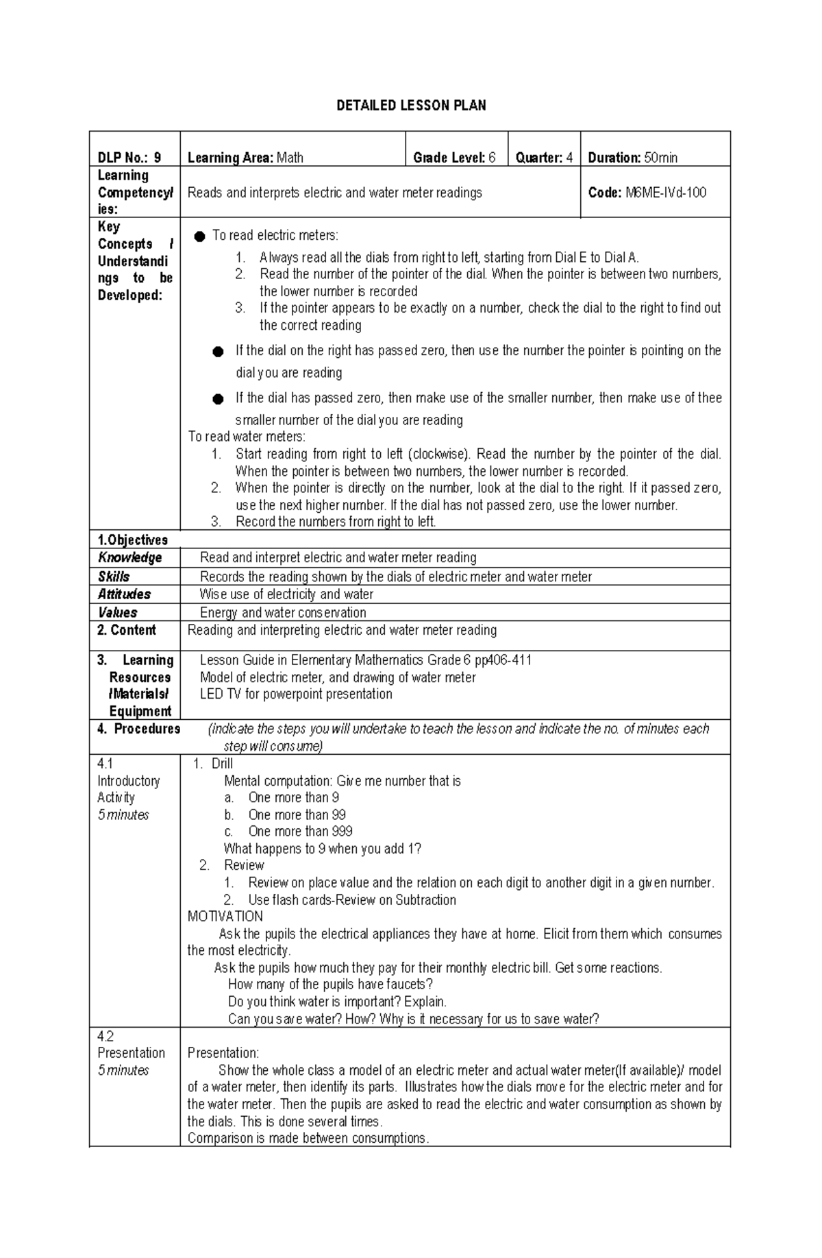 Grade 6 COT DLP Q4 Mathematics BY Teacher Filpa D. ARO - DETAILED LESSON PLAN DLP No.: 9 ...