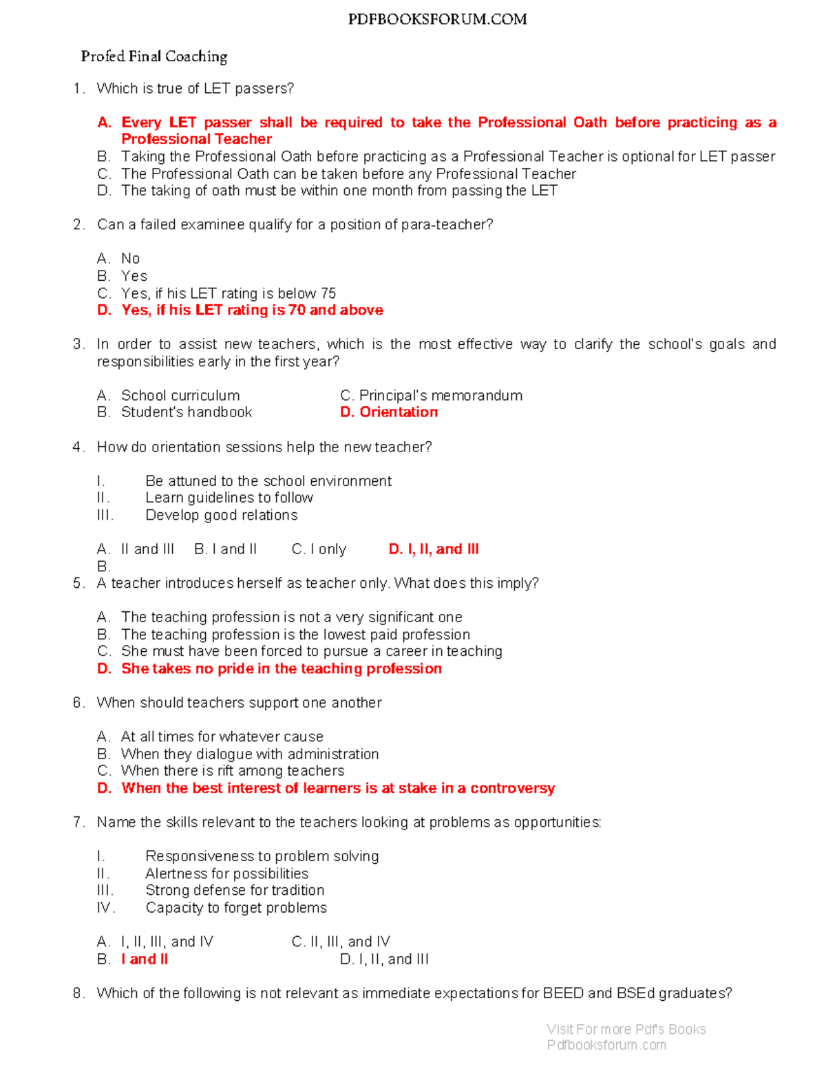 Profed Final Coaching - halhfaefieuwfakefkjsafkaf - Which is true of ...