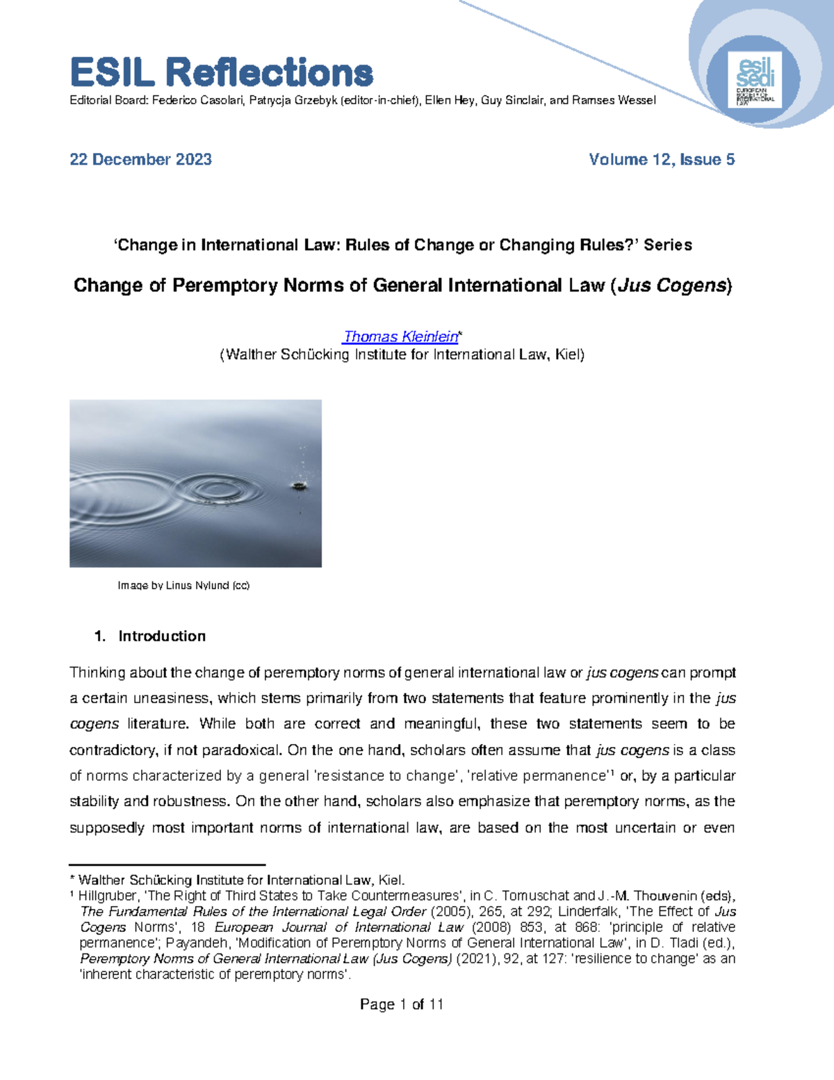 ESIL-Reflection Kleinlein-Vol - ESIL Reflections Editorial Board ...