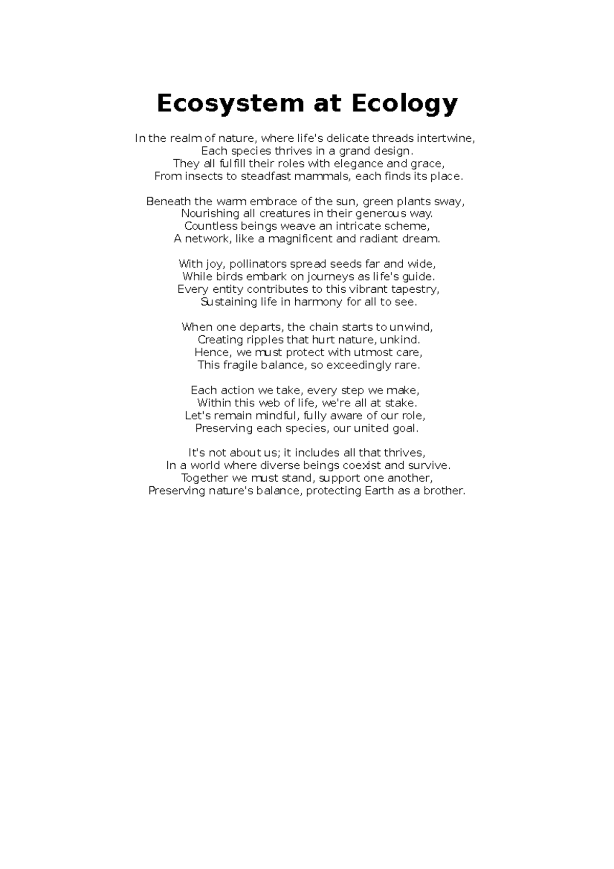 Ecosystem at Ecology.docx isang - Ecosystem at Ecology In the realm of ...