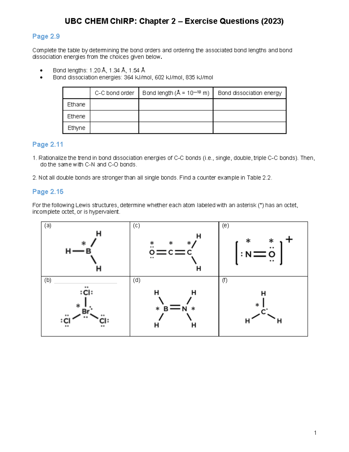 Chapter 2 Exercise Questions 2023 2 - UBC CHEM ChIRP: Chapter 2 ...