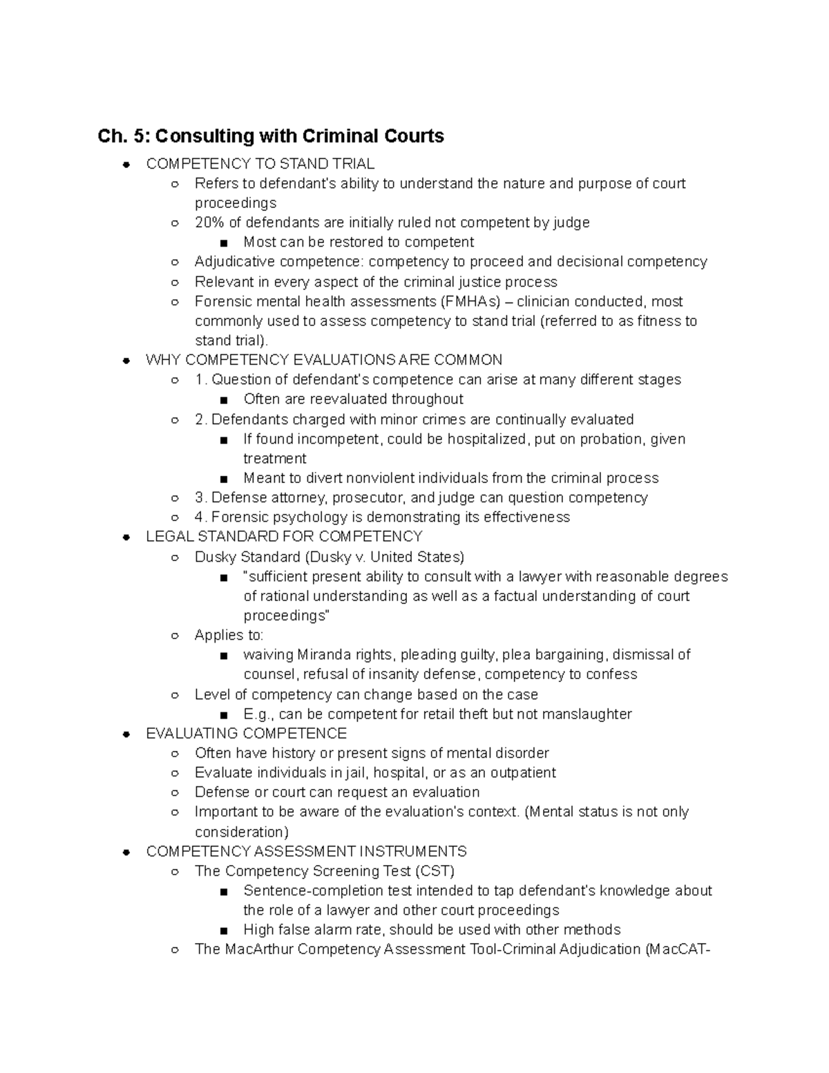 Ch. 5 - chapter 5 notes for forensic psychology - Ch. 5: Consulting ...