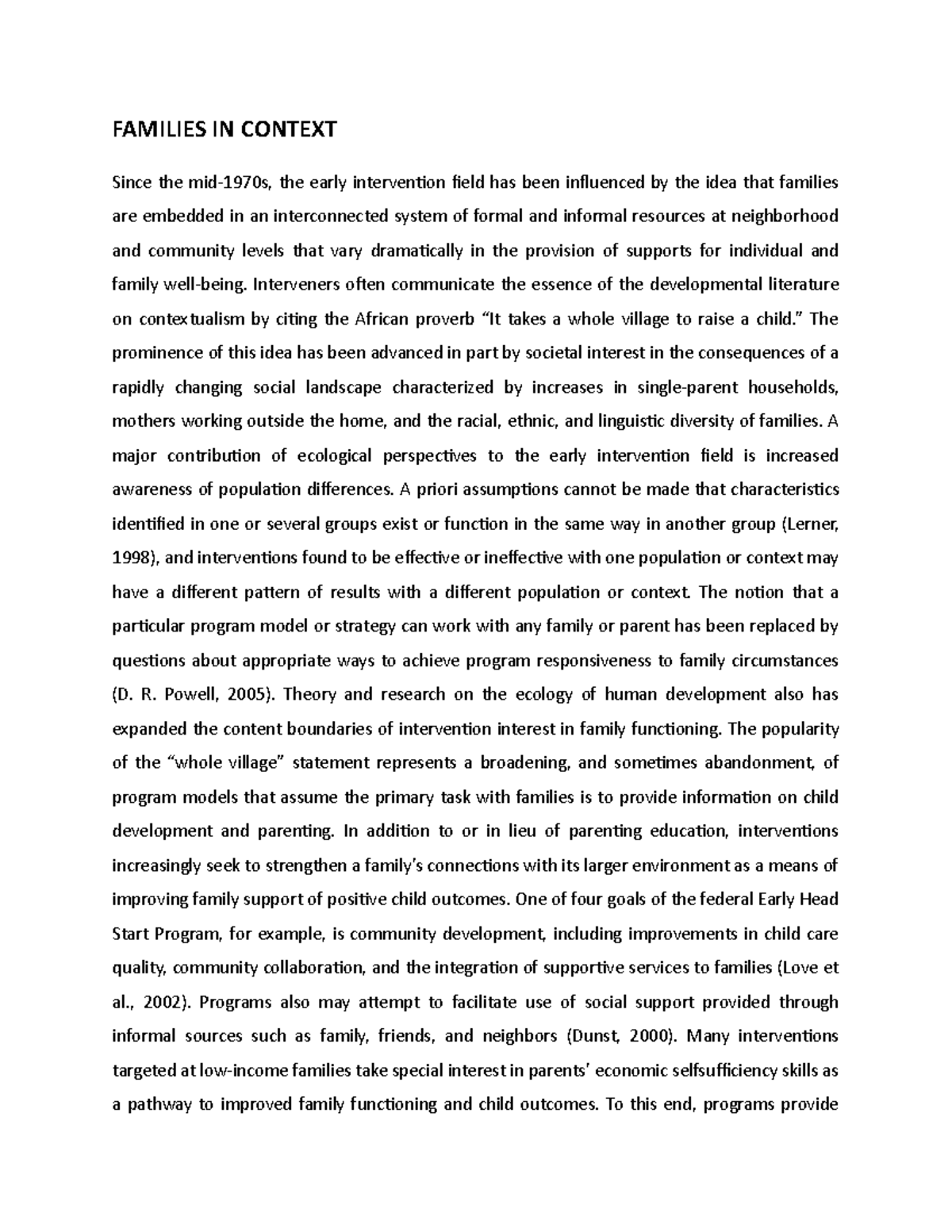 Families IN Context - FAMILIES IN CONTEXT Since the mid-1970s, the ...