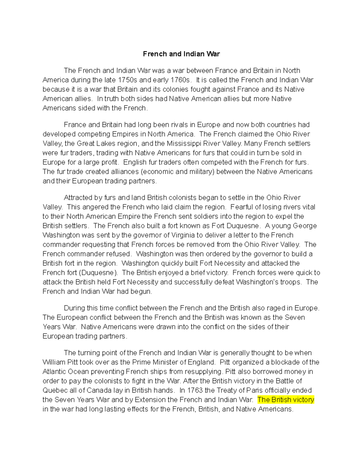 Copy of French and Indian War - French and Indian War The French and ...