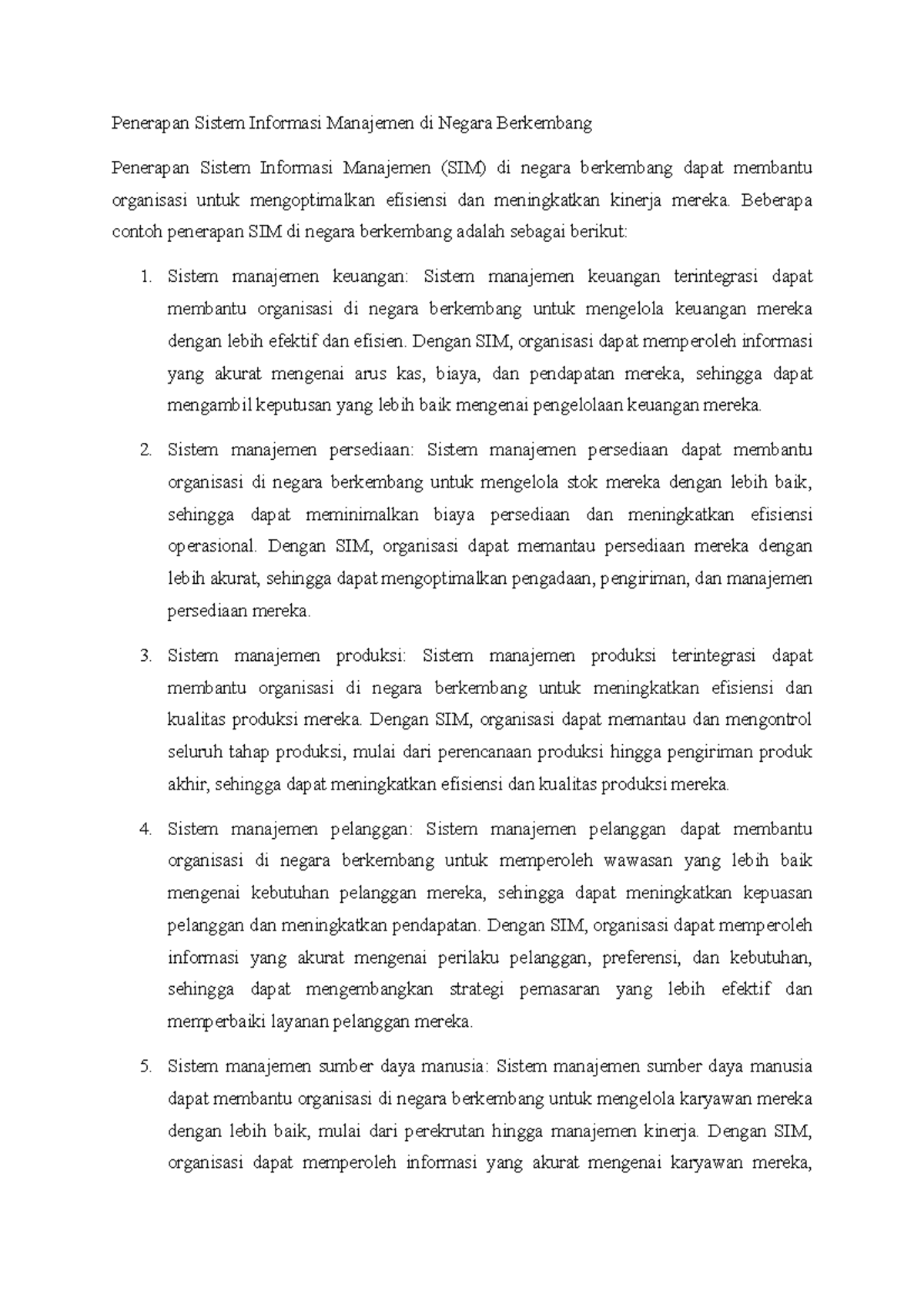Penerapan Sistem Informasi Manajemen di Negara Berkembang - Beberapa ...