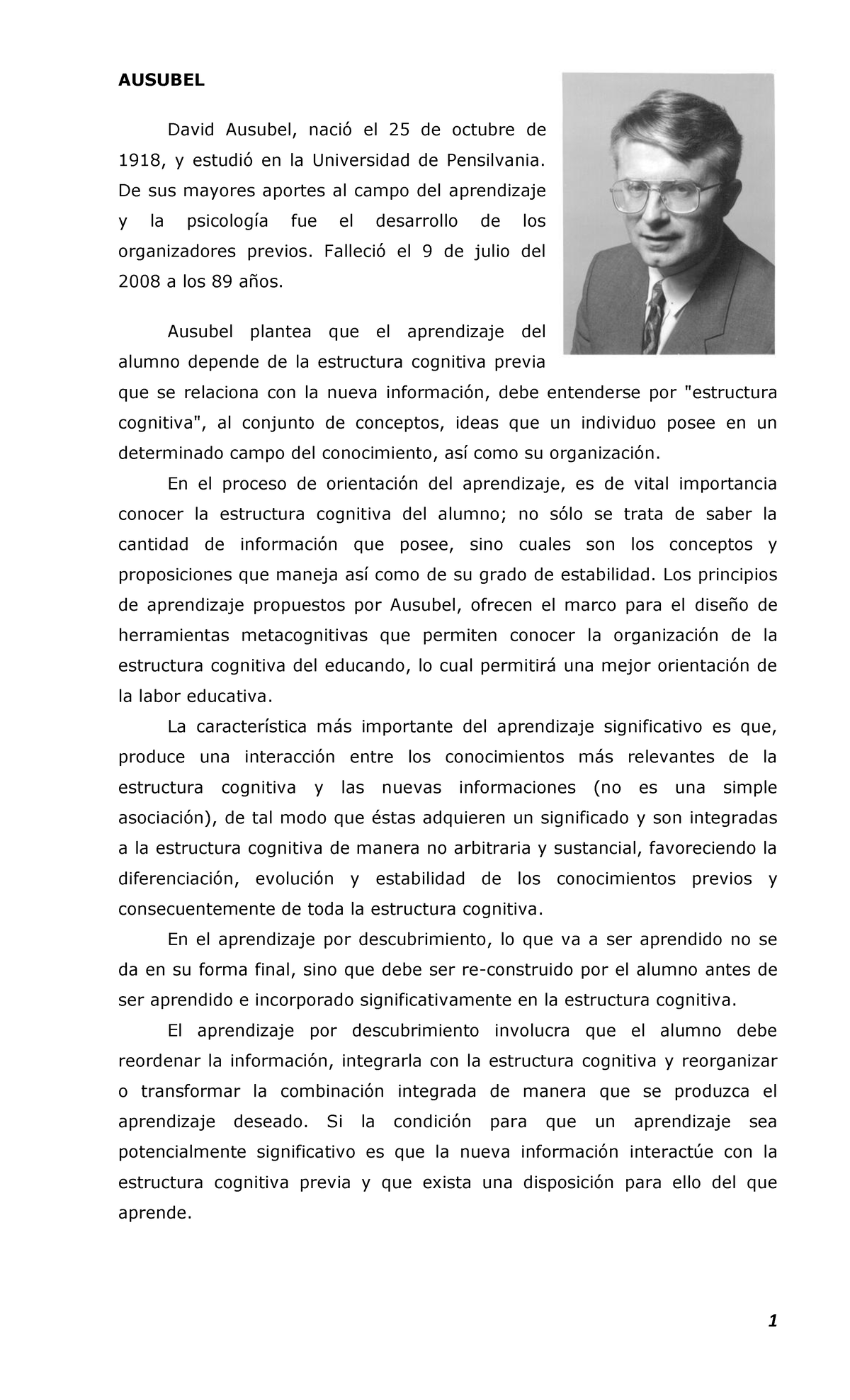 13 Ausubel, Novak Y Gowin editado en 2 hojas - 1 AUSUBEL David Ausubel ...