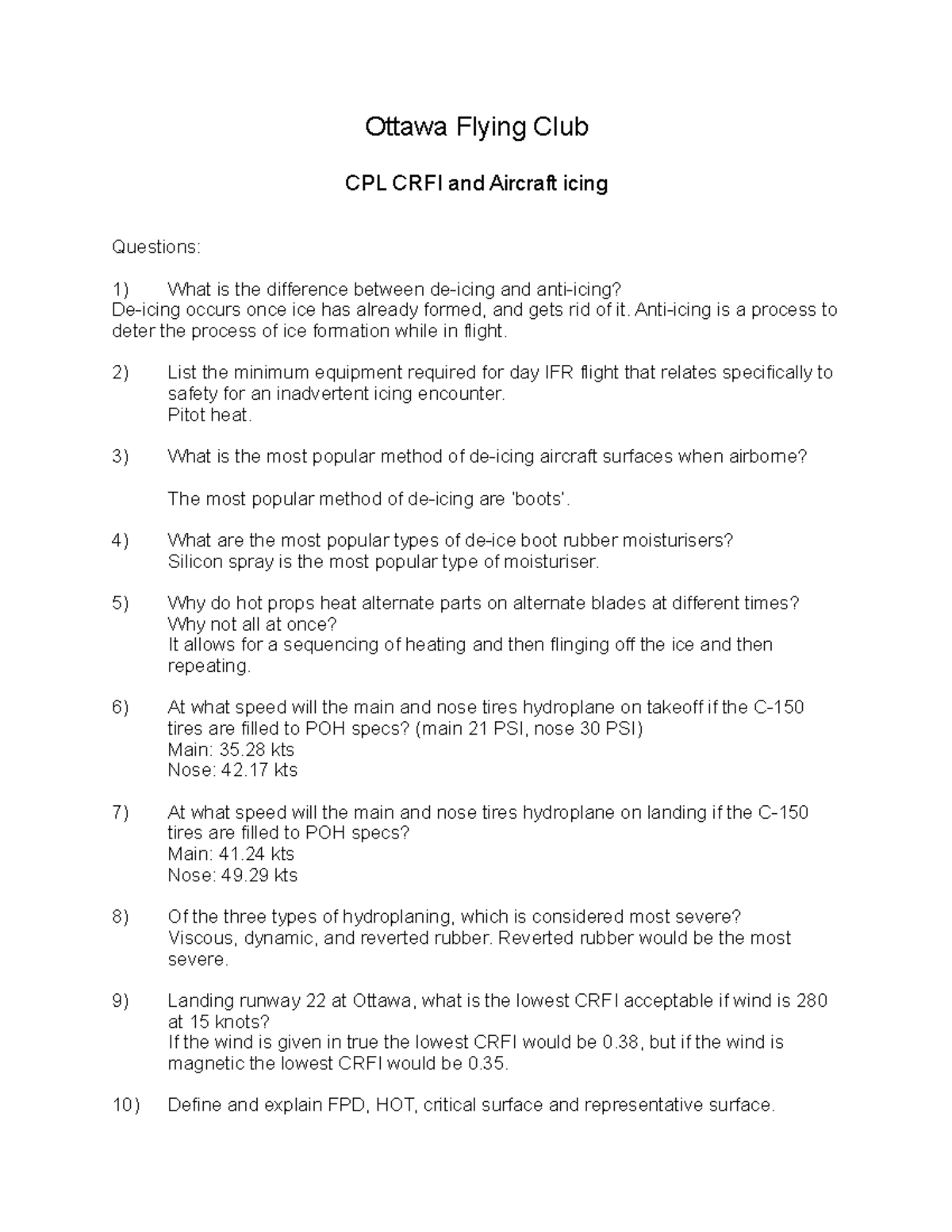 CPL CRFI Icing Homework - Ottawa Flying Club CPL CRFI and Aircraft ...