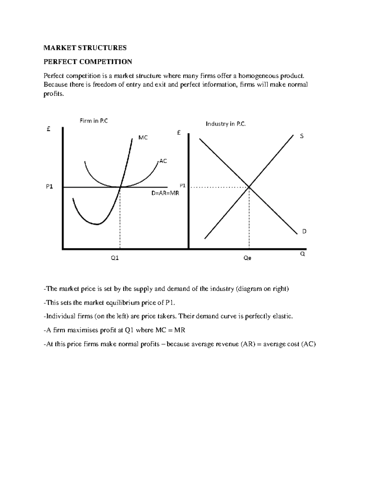 Graphs for Market structures - MARKET STRUCTURES PERFECT COMPETITION ...
