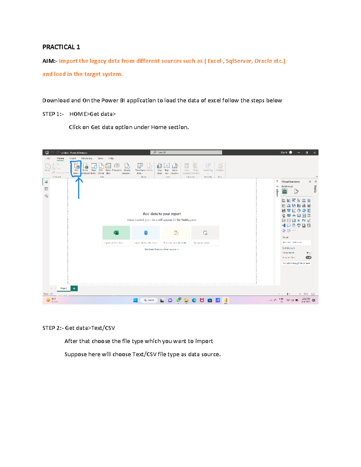 BI- Practical - PRACTICAL 1 AIM:- Import the legacy data from different ...