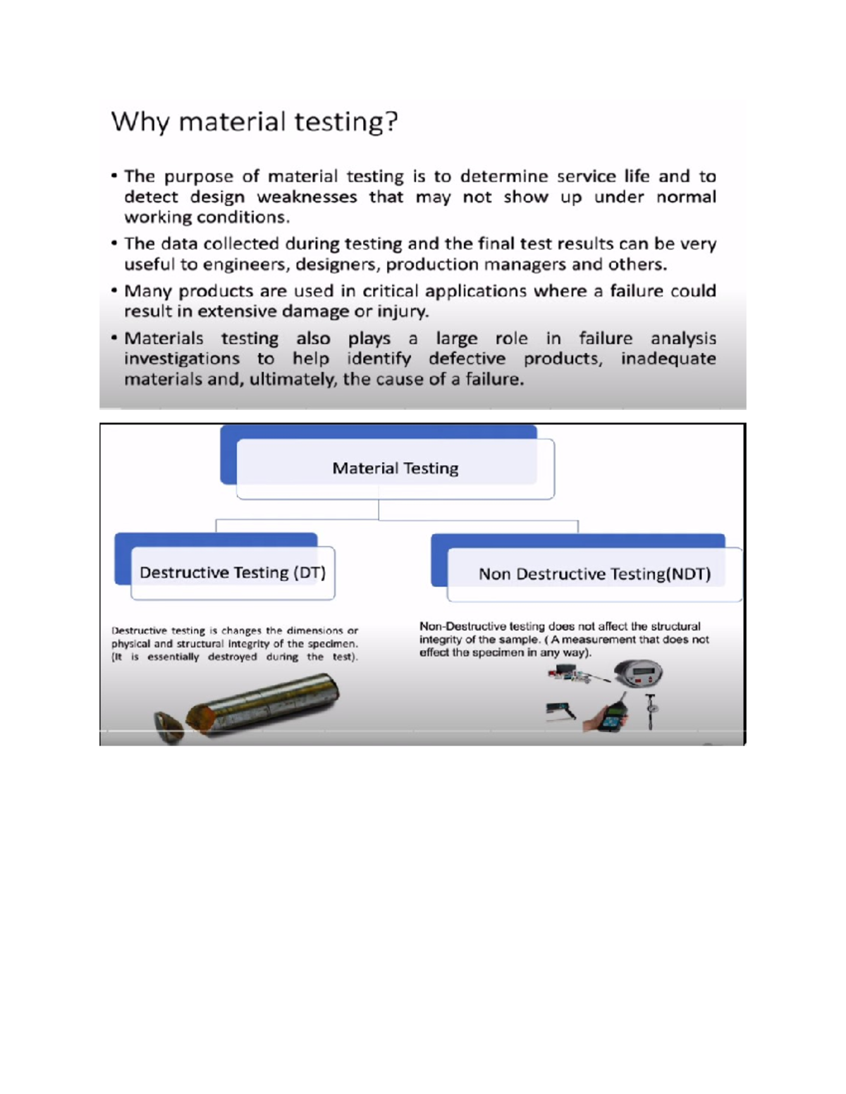 Destructive Tests - DESTRUCTIVE TESTS As the name suggests, destructive ...