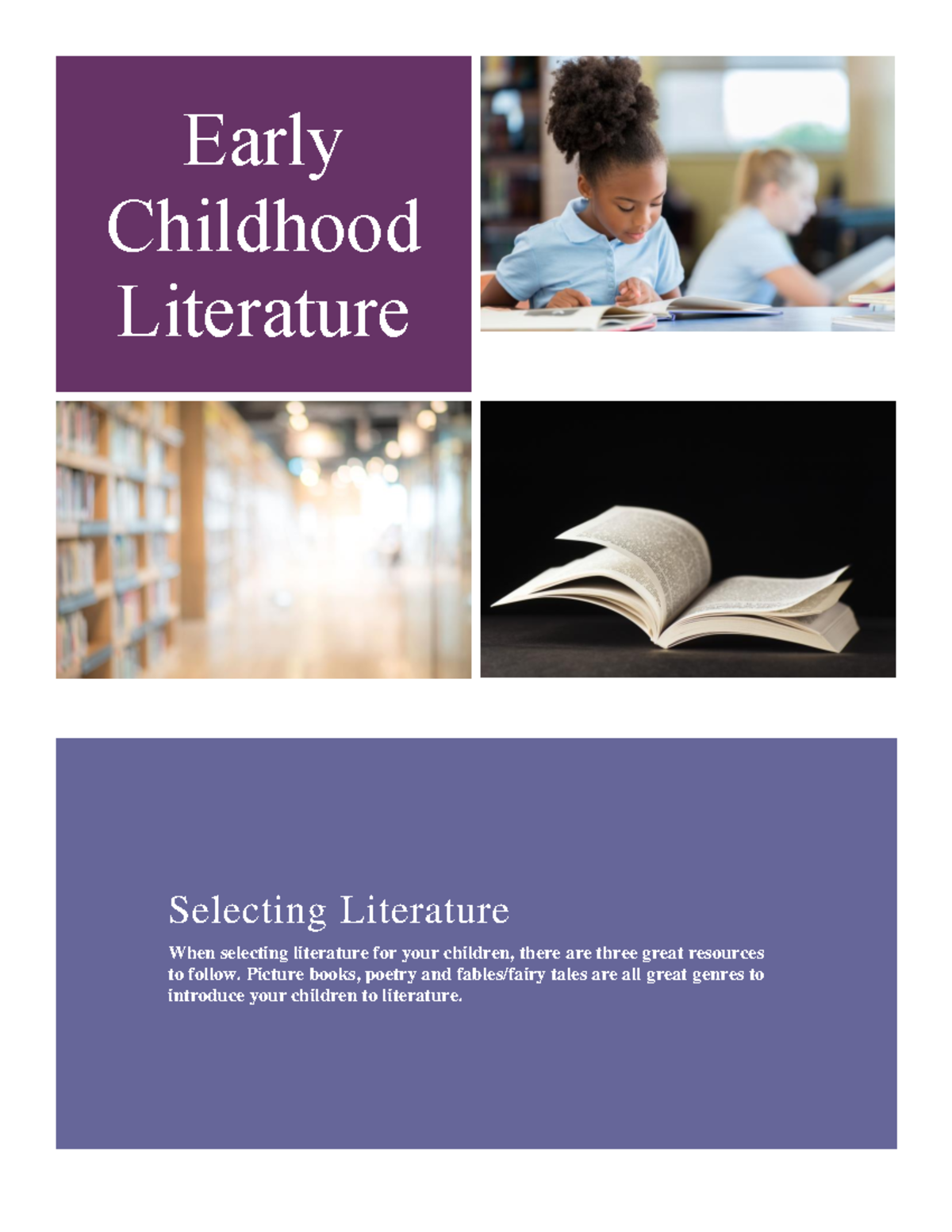 Early Childhood Literature Brochure - Early Childhood Literature ...