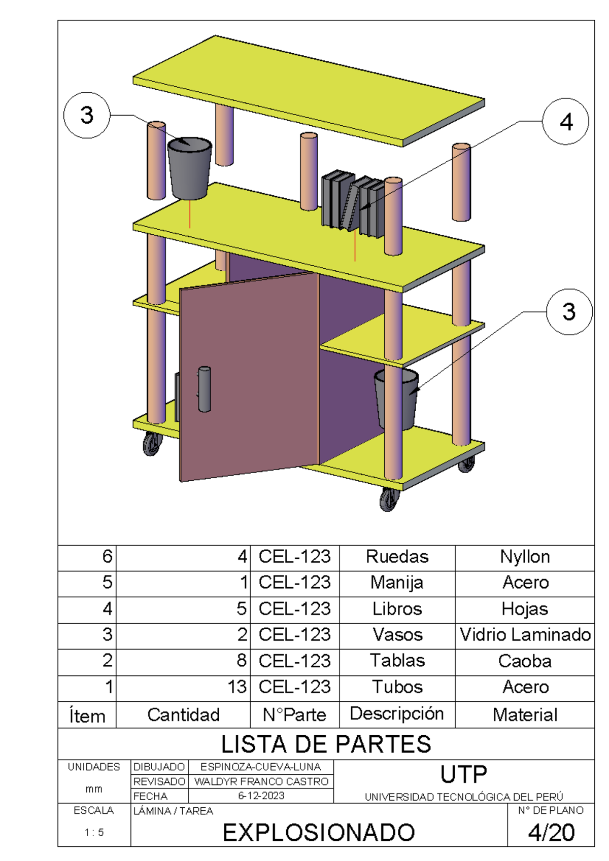 Explosionado 03 - UNIDADES mm DIBUJADO REVISADO FECHA LÁMINA / TAREA ...