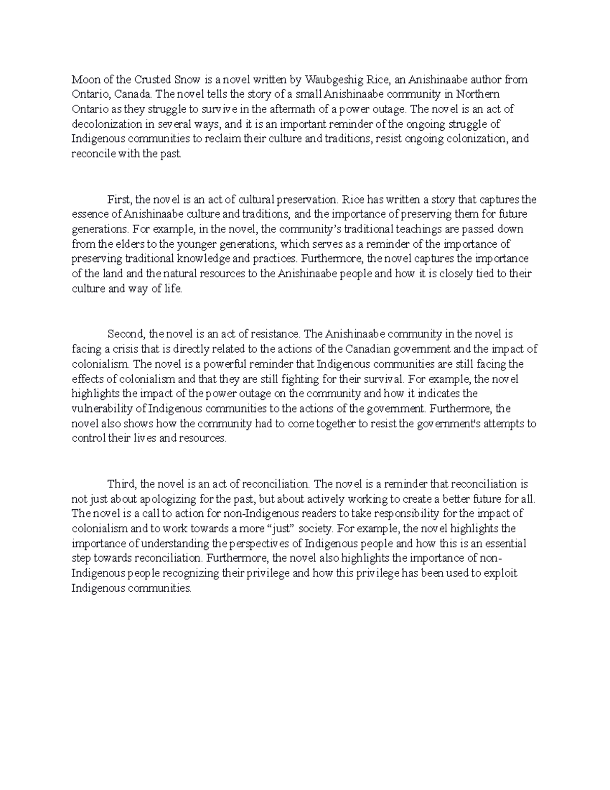 Document 37 - Acounting - Moon of the Crusted Snow is a novel written ...