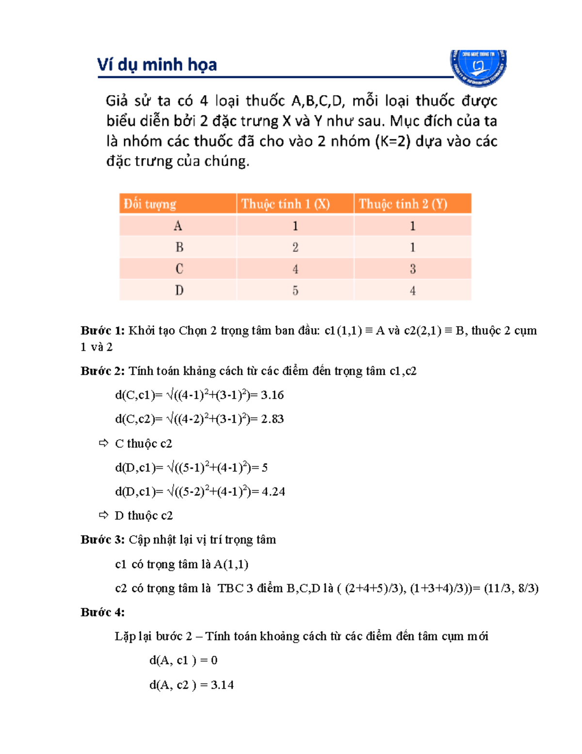 Baitapphancum 0910 - xfgf - Bước 1: Khởi tạo Chọn 2 trọng tâm ban đầu ...