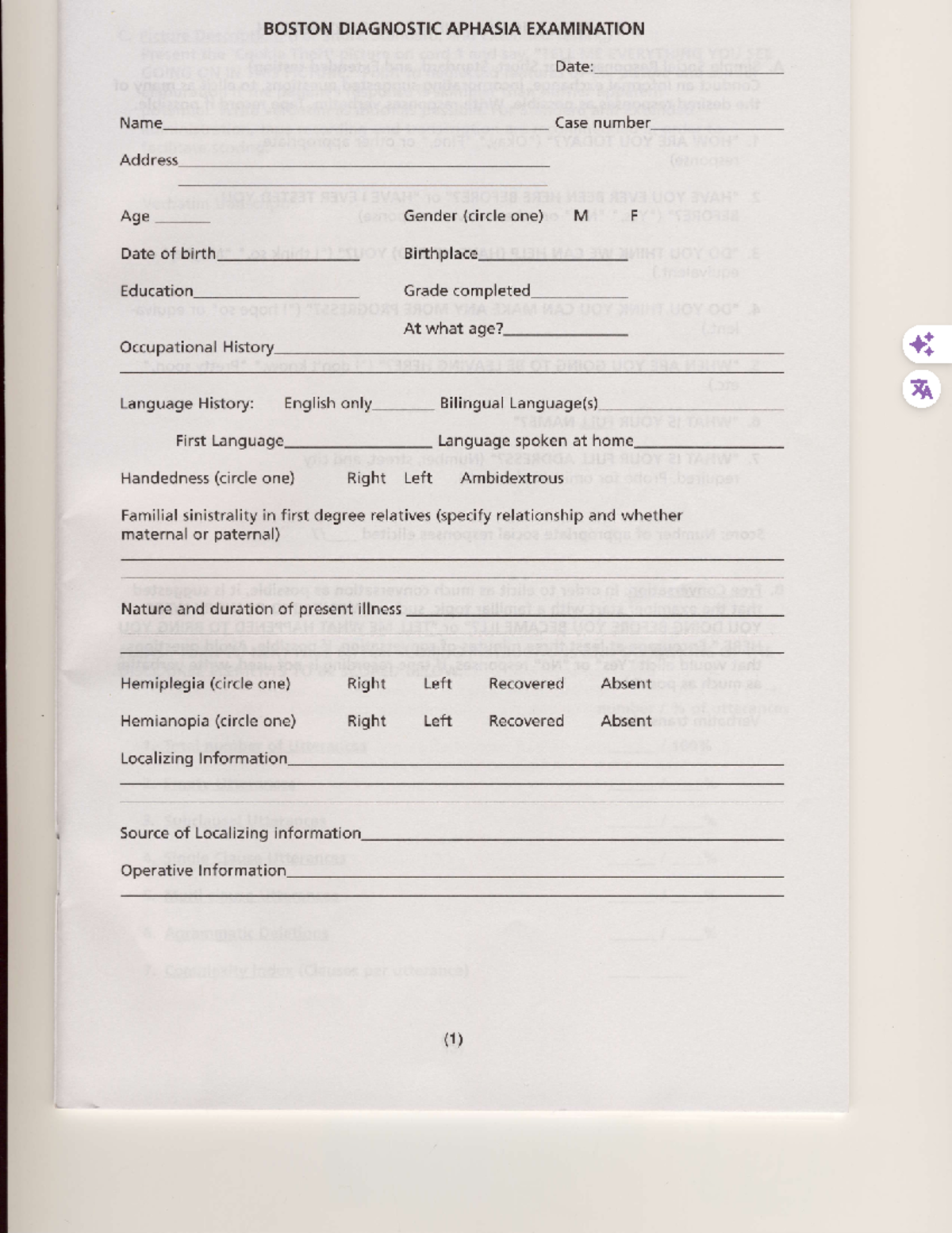 Boston diagnostic aphasia examination - BOSTON DIAGNOSTIC APHASIA ...