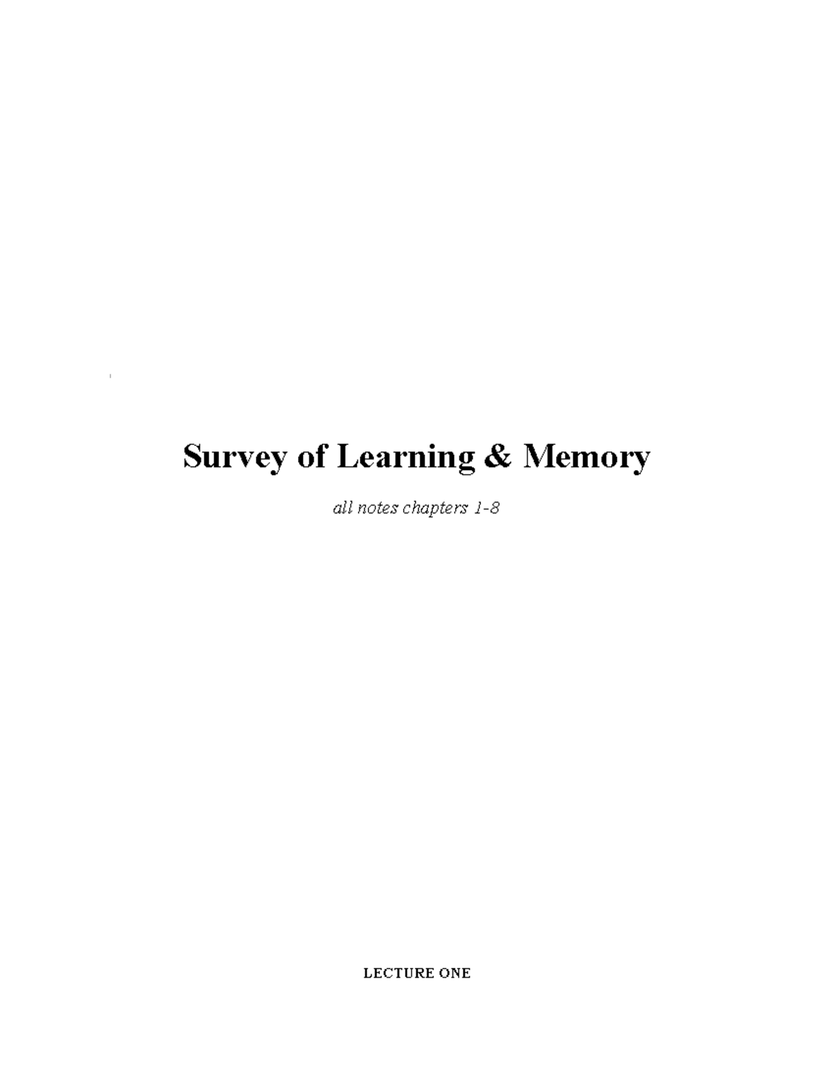 Learning and Memory Notes - Survey of Learning & Memory all notes ...
