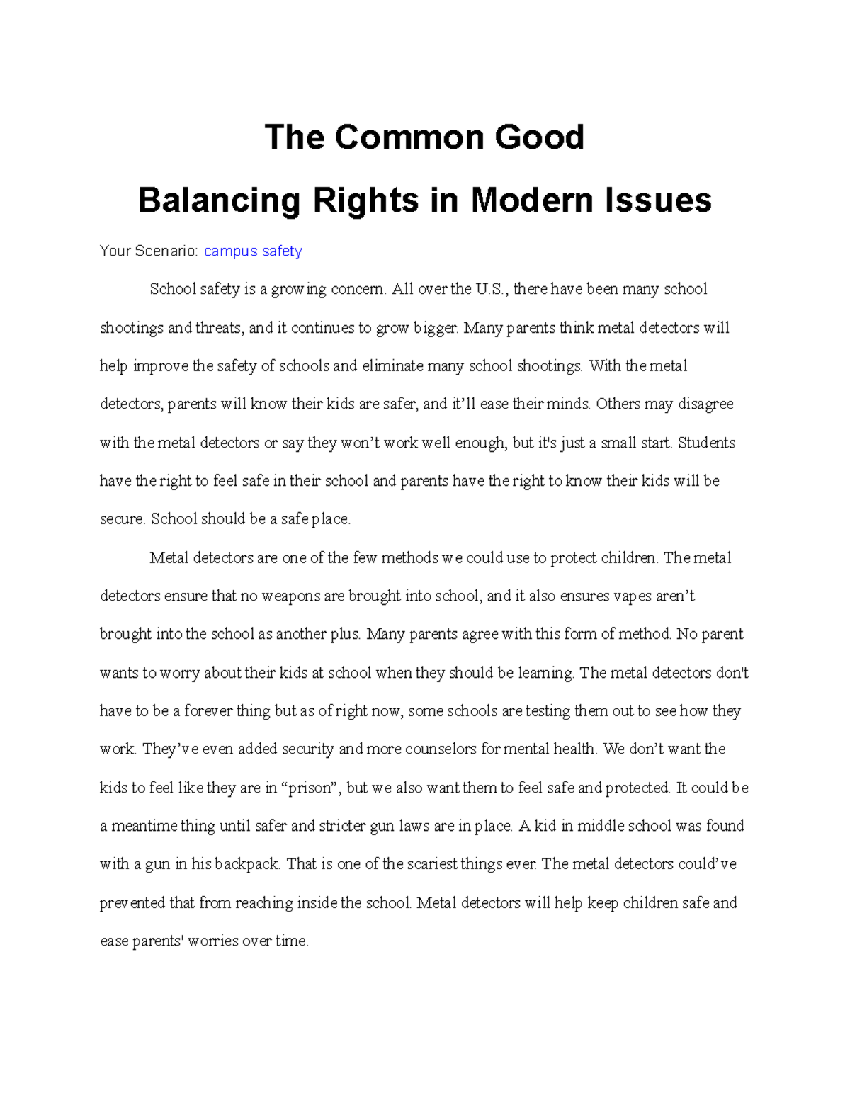 3.03 The Common Good - The Common Good Balancing Rights in Modern ...