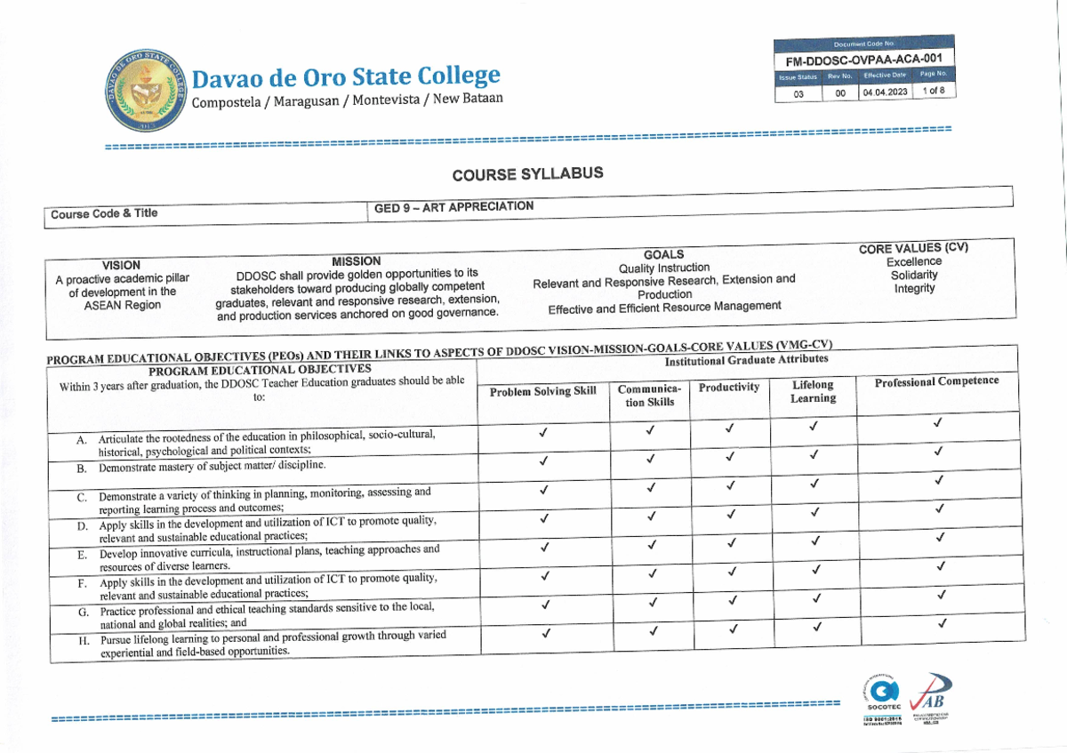 GED 9 Syllabus- Laurente - education - Studocu