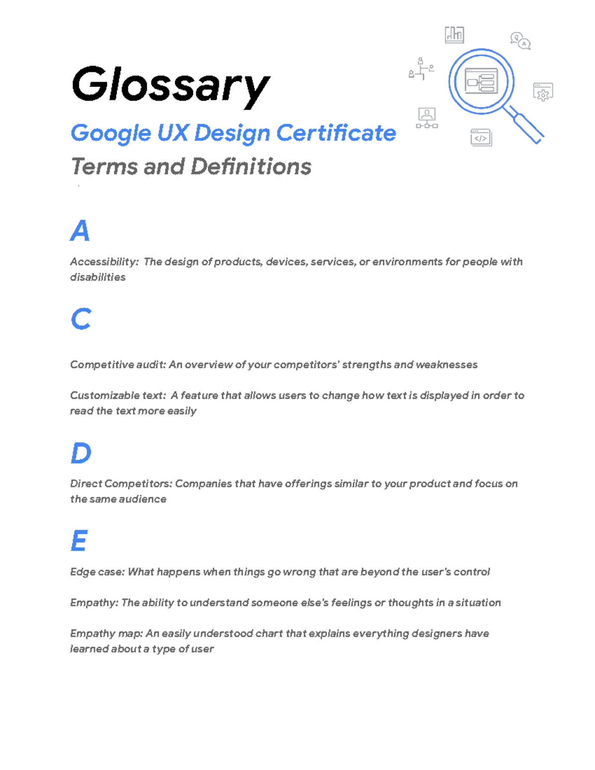 Google UX Course-2-Week-4-Glossary-of-terms-and-definitions - Glossary ...