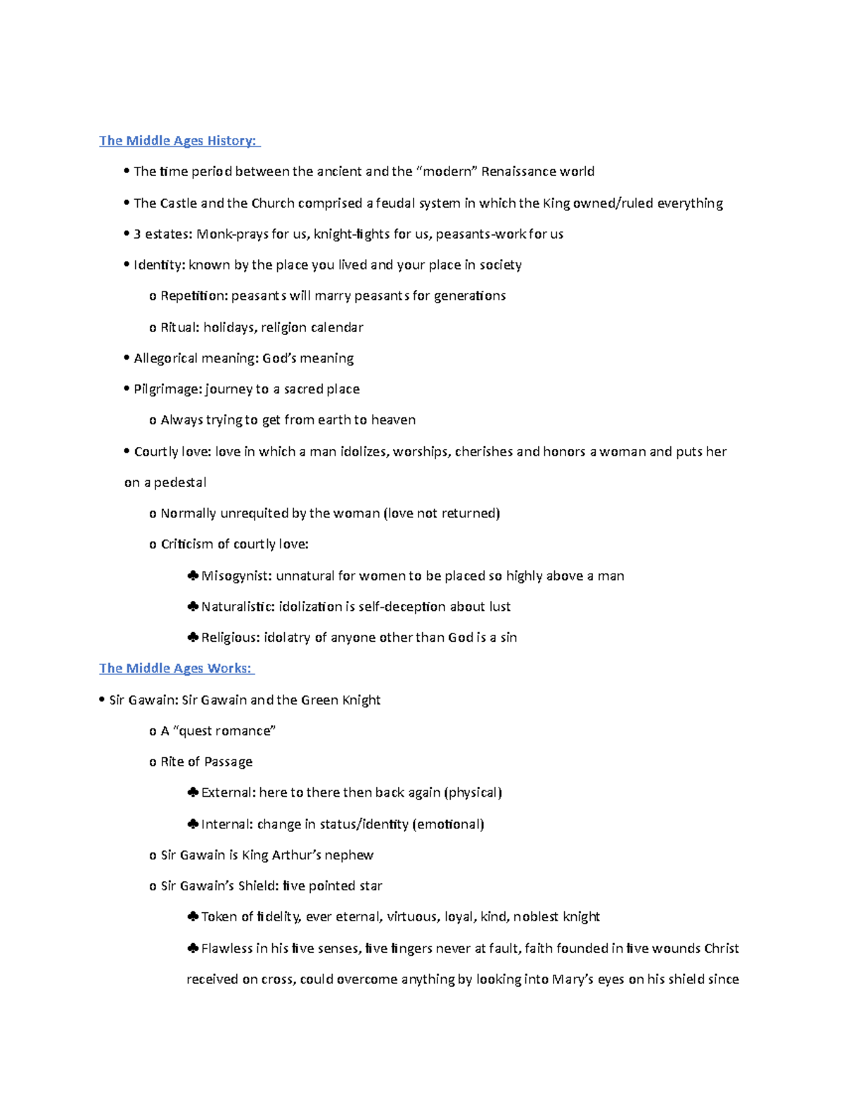 The Middle Ages - Lecture notes Chapter 2 - The Middle Ages History ...