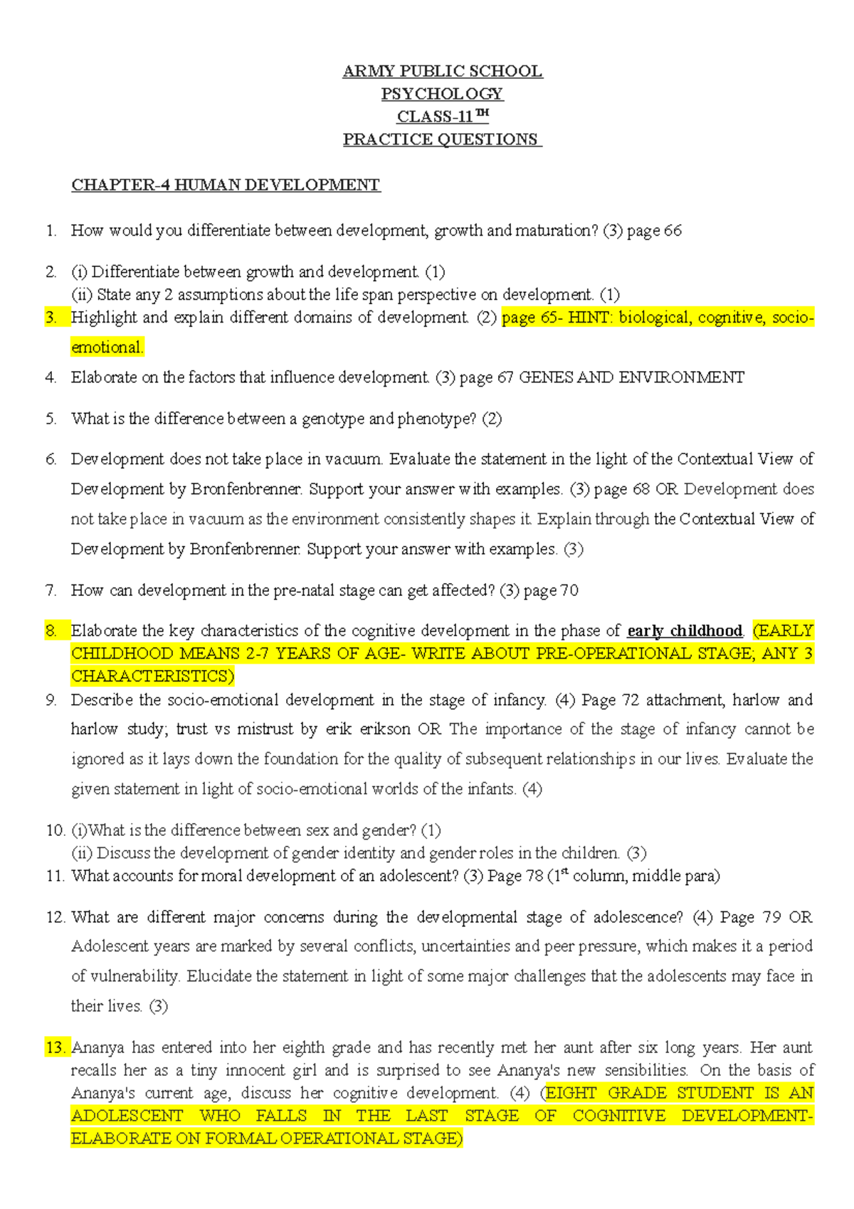 Revision Questions chapter 4-7 - ARMY PUBLIC SCHOOL PSYCHOLOGY CLASS ...