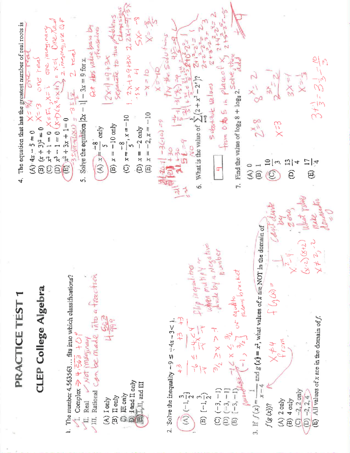 Answers to CLEP practice test 1 - Studocu